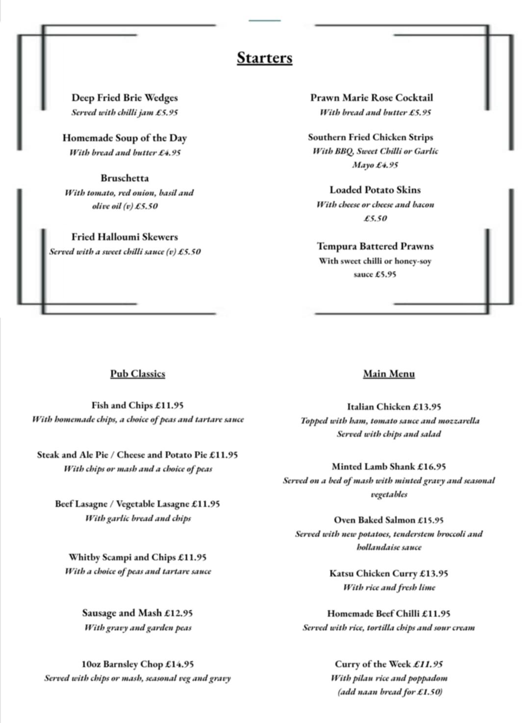 Menu – The Blue Bell Inn