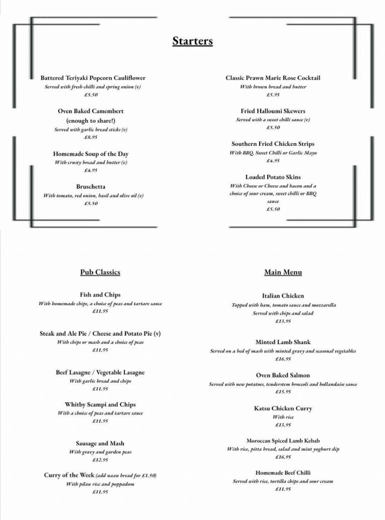 Menu – The Blue Bell Inn
