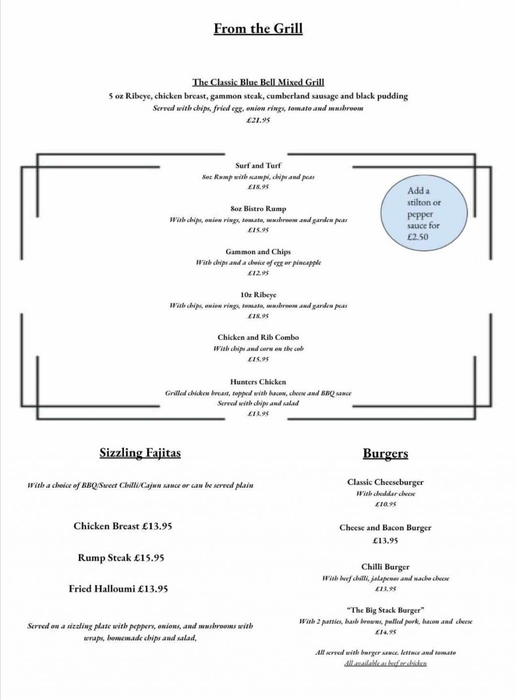 Menu – The Blue Bell Inn